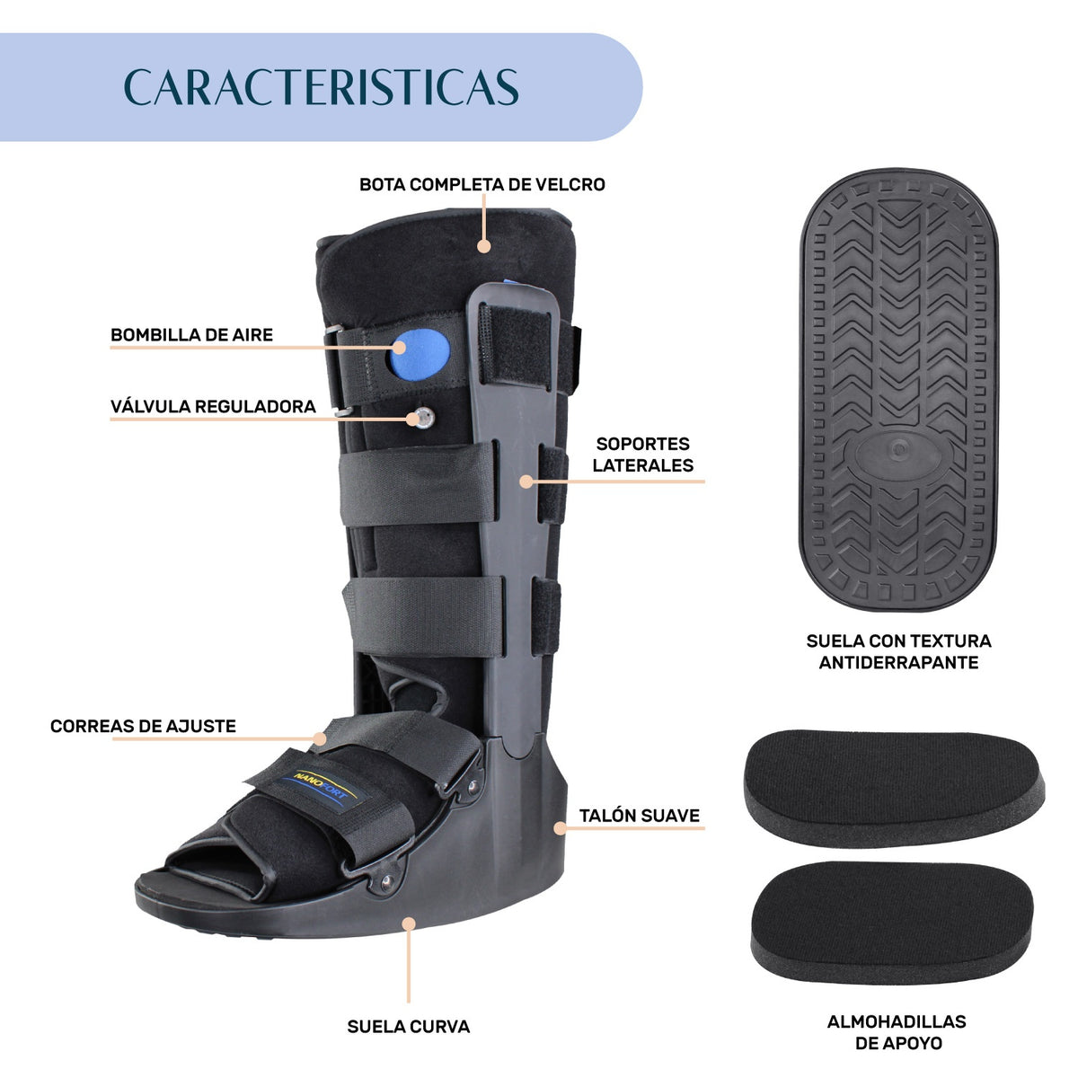 Bota Neumatica Ortopedica Ferula Walker Larga Inmovilizador Mediana ...